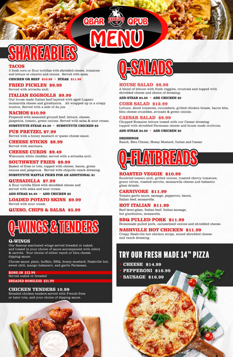 Menu – Q Bar | Darien